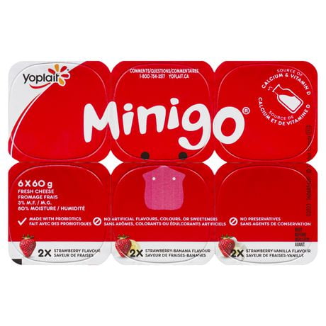 Minigo by Yoplait Fresh Cheese Strawberry/Strawberry-Banana/Strawberry ...