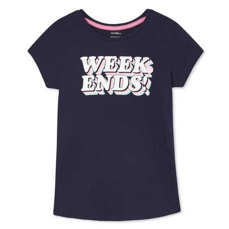 Click here for George Girls Short Sleeve Screen Tee Navy L prices