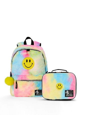 Justice Backpack Set, Smiley Face Faux Fur Backpack Set - Walmart.ca