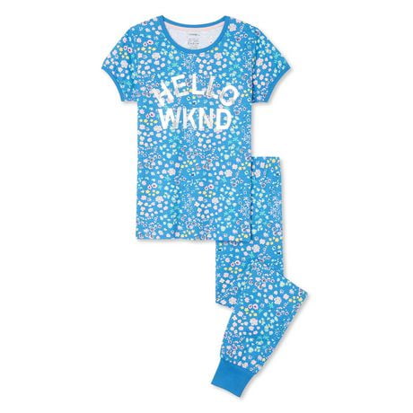 George Girls Cotton Pajamas 2-Piece Set Blue Xs