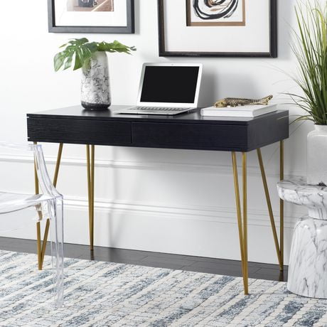 Click here for Safavieh Pine Mid-Century 2 Drawer Desk Black/Gold prices