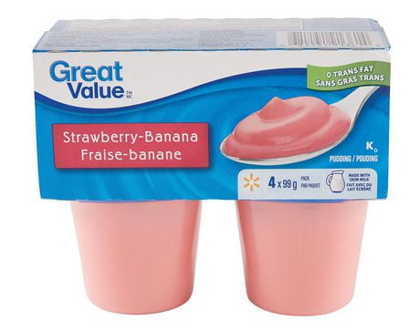 Great Value Strawberry-Banana Pudding, 4 x 99 g - Walmart.ca