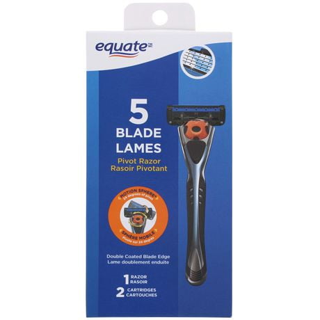 Equate 5 Blade Pivot Razor, 1 razor, 2 cartridges - Walmart.ca