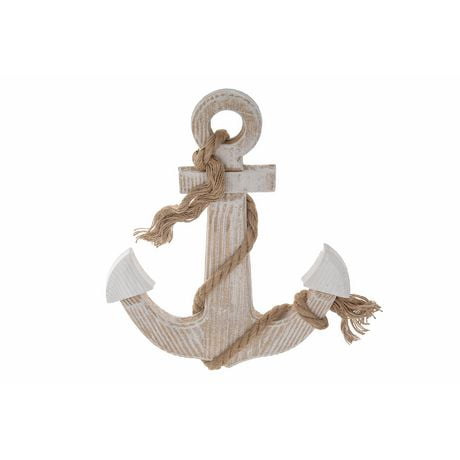 Natural Wood Ribbed Anchor With Rope Decor - Walmart.ca