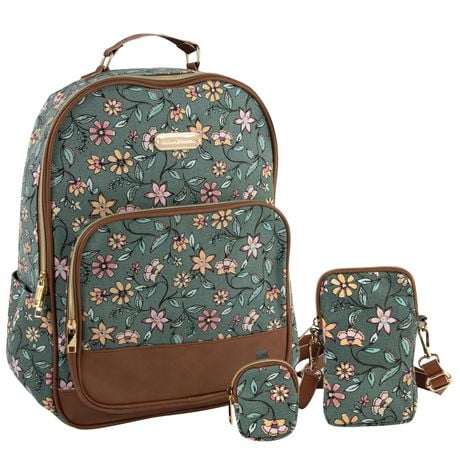 Madison & Dakota 3 Piece Multi-Pocket Backpack with Laptop Electronics ...
