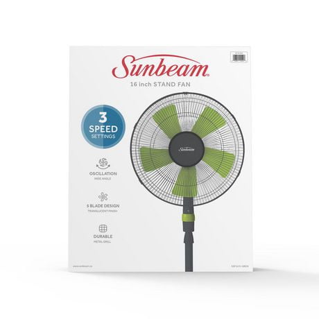 Sunbeam 16'' Stand Fan with Weighted Base | Walmart Canada