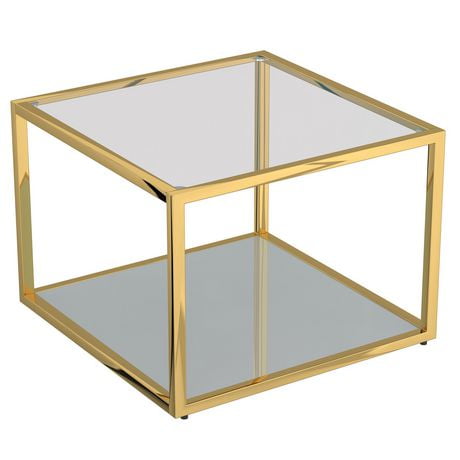 Contemporary Metal and Glass Small Square Coffee Table - Gold - Walmart.ca
