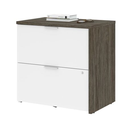 Click here for Bestar Gemma Lateral File Cabinet Walnut Grey & Wh... prices