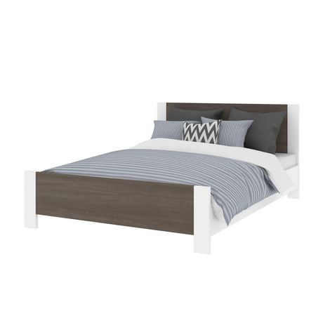 Click here for Bestar Sirah Full Platform Bed Bark Grey & White D... prices