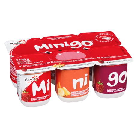 Minigo by Yoplait Strawberry/Pineapple-Mango-Banana/Raspberry Yogurt ...