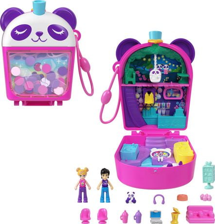 Polly Pocket Bubble Tea Panda Compact with 2 Micro Dolls and Pet Panda ...