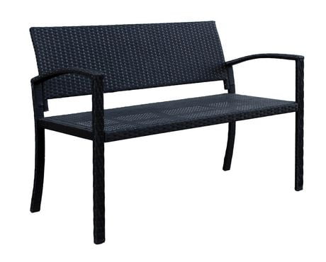 Click here for Patioflare Jackie Kd Wicker Bench- Black Wicker Bl... prices