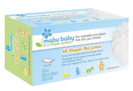 Mabu Baby Eco-Diaper System One Size Flushable Bio Liners-48 Liners ...