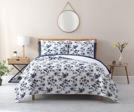Click here for Avery Homegrown Navy Floral 3-Piece Quilt Set Navy... prices