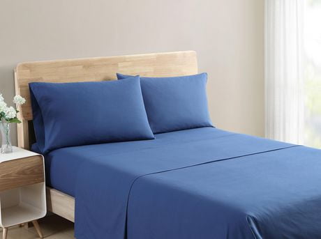 Click here for Avery Homegrown Solid 4-Piece Sheet Set Navy Doubl... prices