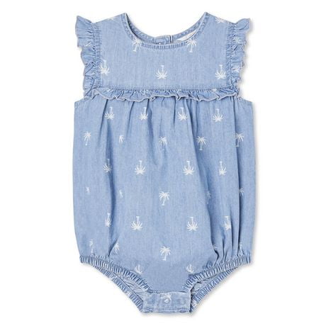 Click here for George Baby Girls Chambray Ruffle Romper Blue 6-12... prices
