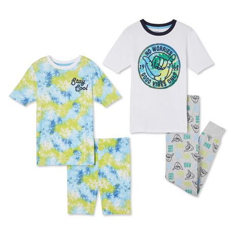 Click here for George Boys Rib Pajamas 4-Piece Set Grey S prices