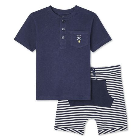 Click here for George Toddler Boys Henley Tee And Short 2-Piece S... prices