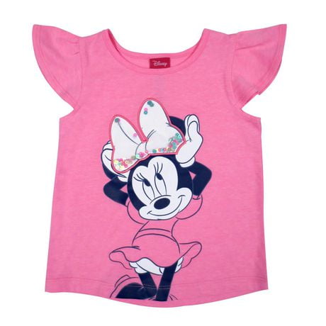Disney Minnie Mouse short ruffle sleeve jersey top for girls | Walmart ...