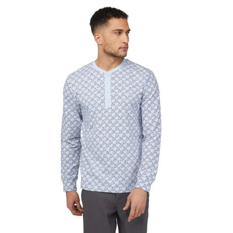 Click here for Mexx Men S Henley Long Sleeve Herringbone Shirt Bl... prices