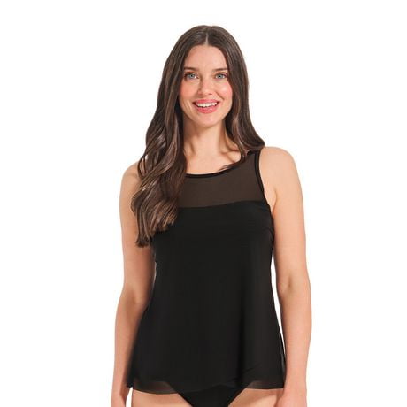 Krista Women's High-Neck Mesh Flare Tankini Swim Top - Walmart.ca