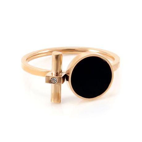 Pure316 Women's Rose Gold Plated Fancy Black Circle Ring - Walmart.ca