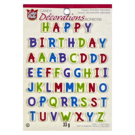 Cake Mate, Decorating with Ease, Candy Happy Birthday Alphabet, 33g ...