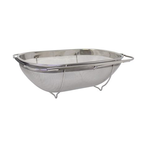 Stainless Steel Oval Colander with Expandable Rubber Grip Handle ...