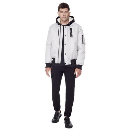 Dark Black Men's Hooded Bomber Jacket | Walmart Canada