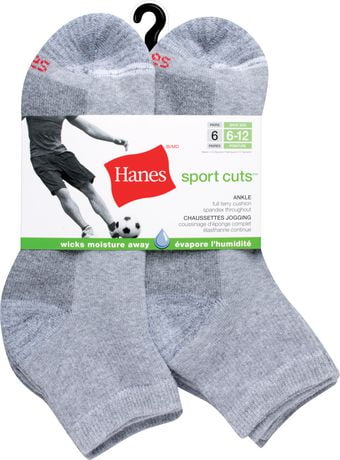 Click here for Hanes Mens 6 Pack Sport Cuts Ankle Socks Grey 6-12 prices