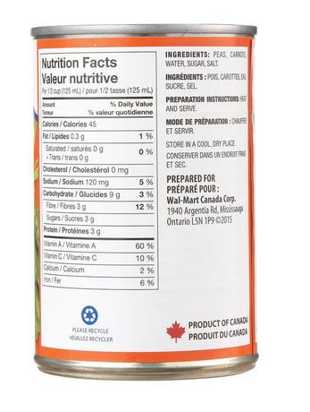 Great Value Peas & Carrots | Walmart Canada