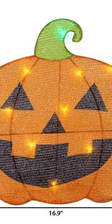 18” Halloween Lighted Yard Décor Easel Round Jack o' Lantern (Orange ...