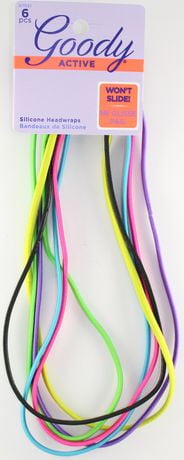 Goody Slide Proof Thin Silicone Headbands, Headwrap 6 Pieces, Neon ...