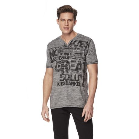 Click here for Dark Black Mens Short-Sleeve Graphic V-Neck T-Shir... prices
