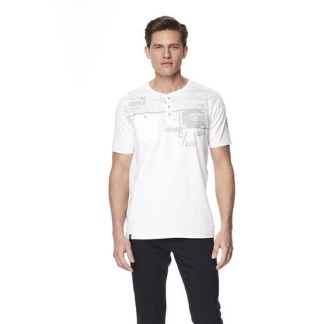 Click here for Dark Black Mens Short-Sleeve Henley Graphic T-Shir... prices