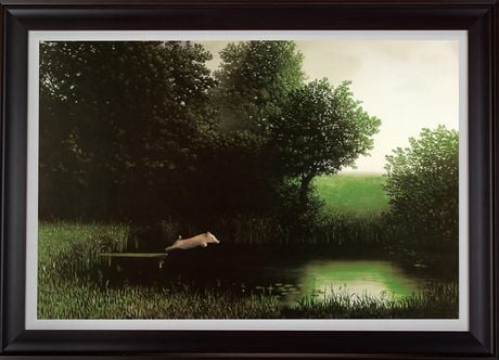 Click here for Canadiana Art Diving Pig By Michael Sowa Multi 33I... prices
