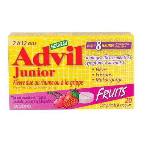 Junior Strength Advil Fever Relief from Colds or Flu Ibuprofen Chewable ...