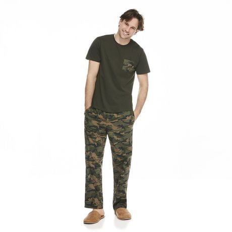 Click here for George Mens Pocket Tee Pajamas 2-Piece Set Green X... prices