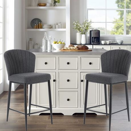 Dillon Stool in Graphite, Graphite Counter Stool, Graphite Fabric Stool ...