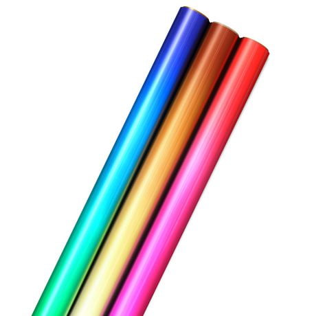 Hallmark Ombre Foil Wrapping Paper with Cut Lines on Reverse (3 Rolls ...