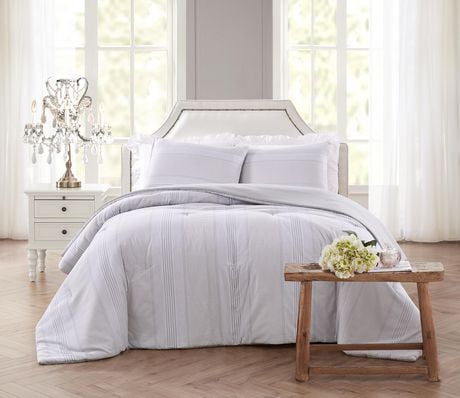 Click here for Shabby Chic Farmhouse Stripe Comforter Set Grey Ki... prices