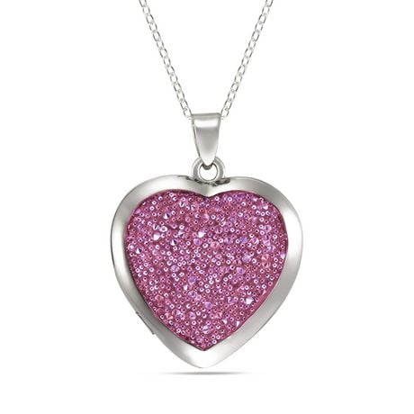 QUINTESSENTIAL STERLING SILVER HEART " PURPLE " SWAROVSKI FABRIC LOCKET ...