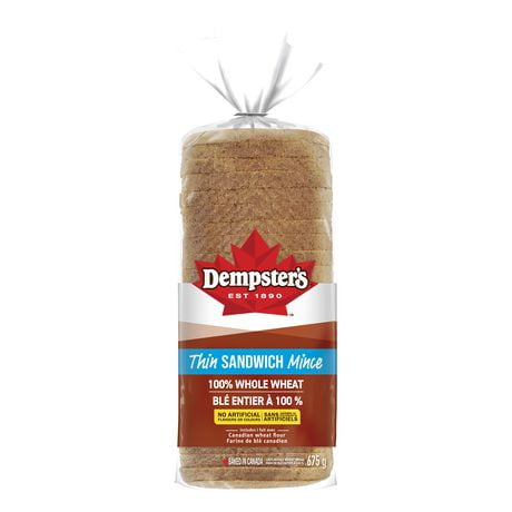 Dempster’s® 100% Whole Wheat Thin Sandwich Bread, 675 g - Walmart.ca