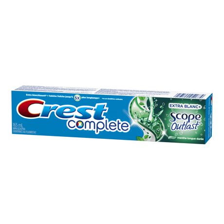Crest Complete Extra White + Scope Outlast Long Lasting Mint Toothpaste ...