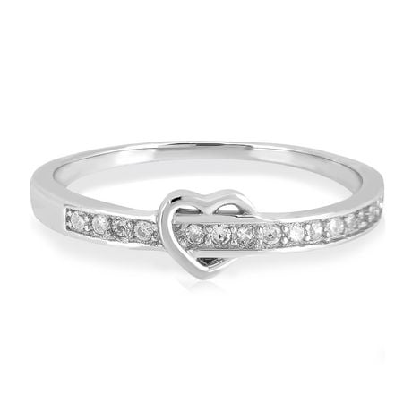 Pure EcoJewellery Pure - Women's Heart Knot Cz Ring Set in Sterling ...