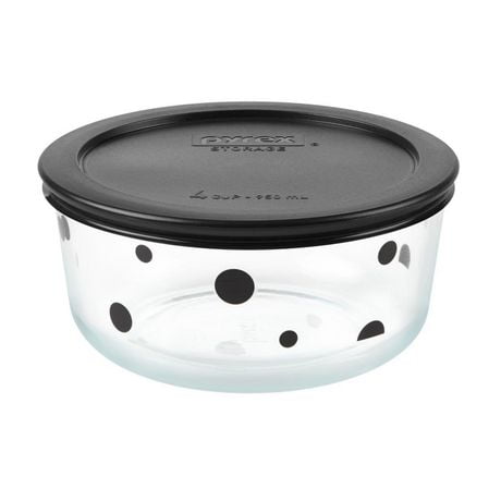 Pyrex® 4-cup Round Decorated Storage Container, Noir | Walmart Canada