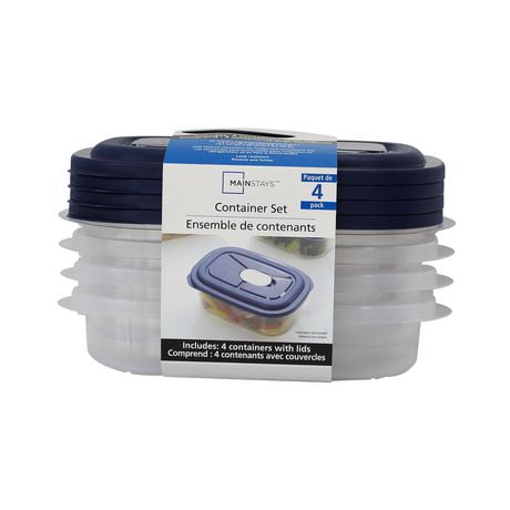Click here for Mainstays 4-Pack Food Storage 0.6 L Containers Set... prices