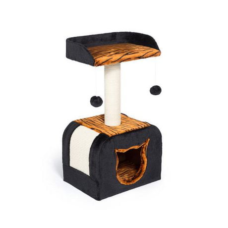 Prevue Pet tiger pattern Cat-Face Hide-Away With Lounger And Sisal Post ...