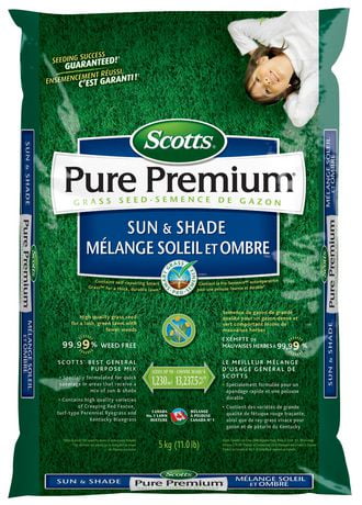 Scotts Pure Premium Sun & Shade Mix Grass Seed - 5 kg | Walmart Canada