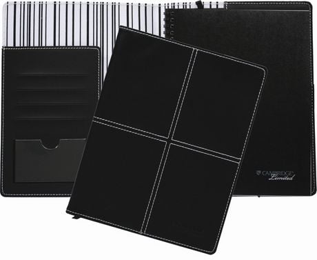 "Cambridge Limited® Refillable Business Notebooks, black with white ...